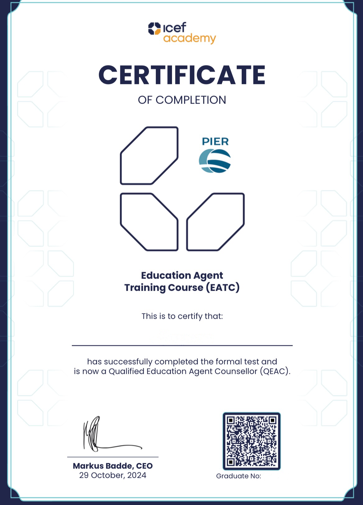 QEAC Certificate - Merchants Prosperity